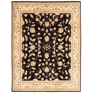 ECARPETGALLERY Hand-knotted Chobi Finest Black Wool Rug - 8'11 x 11'8 ...