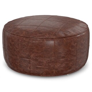 Versatile Distressed Leather Coffee Table Pouf for Various Rooms - Bed ...