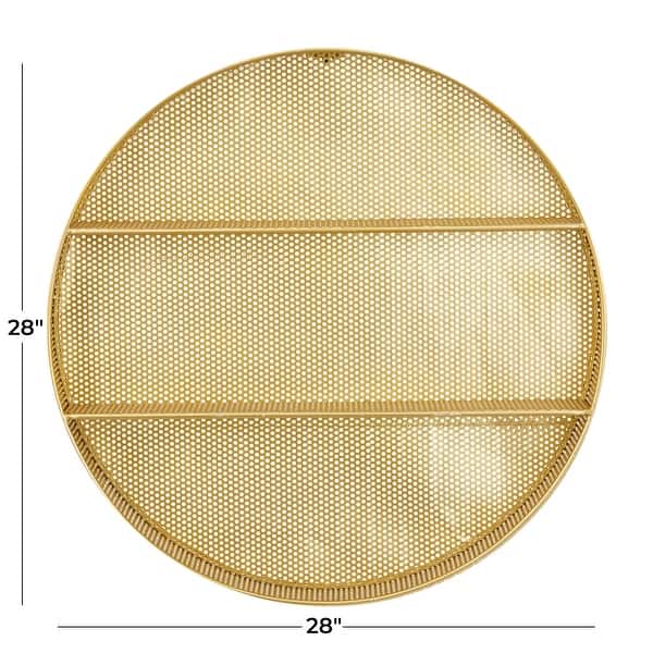 CosmoLiving by Cosmopolitan Gold Metal Round 2 Shelves Wall Shelf - Bed ...