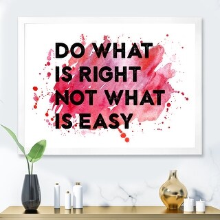 Designart "Do What Is Right Not What Is Easy I" Traditional Framed Art ...
