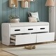 Rustic Storage Bench Shoe Bench with 2 Drawers and 3 False Drawers at ...