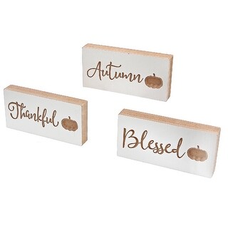 White Engraved Harvest Word Block (Asstd) - Set of 3 - Bed Bath ...