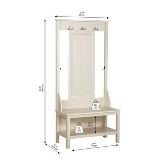 Antique White Hall Tree - Bench with Generous Shoe Storage and Stylish ...