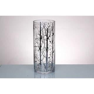 14" Clear Printed Branches Design Cylindrical Glass Vase - Bed Bath ...