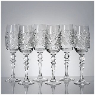 Neman Glassworks 7 oz Mill Cut Crystal Set of 6 Flutes - 7 oz - Bed ...