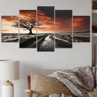Designart "Sky Photo Dreams Of Infinitive Road II" Landscapes Trees ...