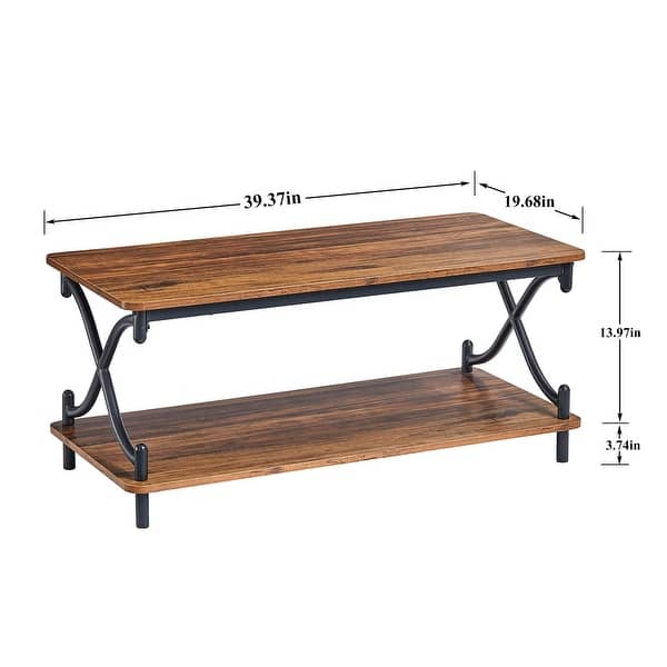 Taomika Industrial Farmhouse Coffee Table, Cocktail Table with Storage ...