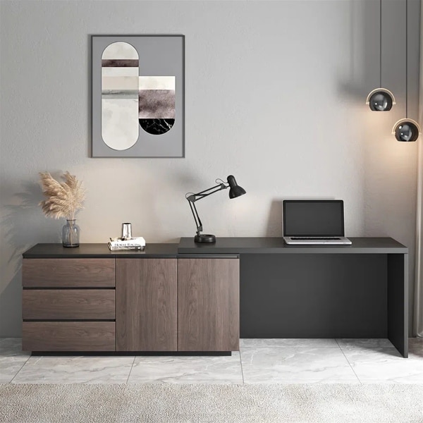 Modern Home Office Expandable Dresser Desk Combo with 6 Drawers - Bed ...