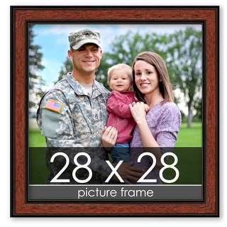 28x28 Traditional Walnut Complete Wood Square Picture Frame with UV ...