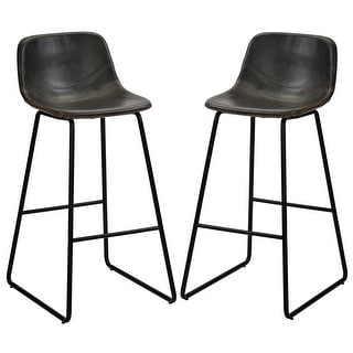 Trina Vintage Low Back Bar Stools Set of 2 in Grey - 18"L x 21.6"W x 39 ...