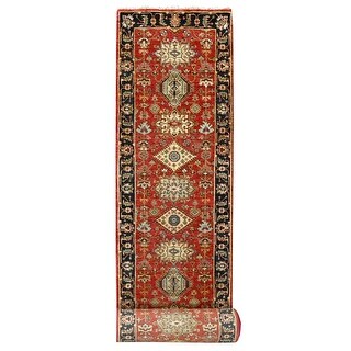 Shahbanu Rugs Crimson Red Pastel Black Hand Knotted Karajeh Design ...