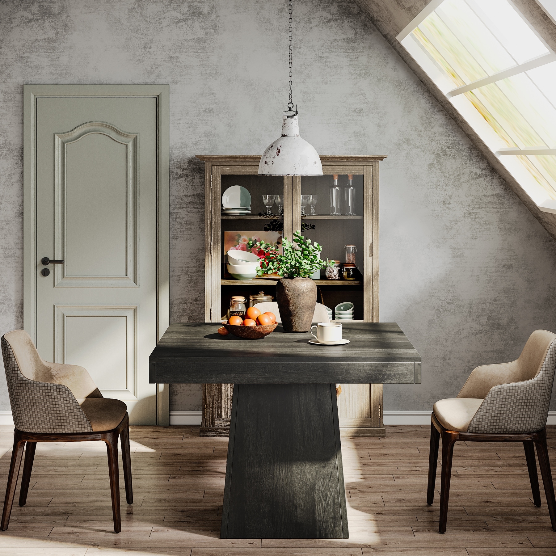 31.5 Inch Square Dining Table Wood Kitchen Table Small Dinner Table Farmhouse Dining Room Table Dark Grey