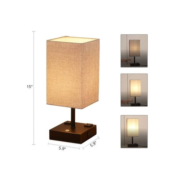 Defong 15-Inch Dimmable Touch Table Lamp with USB ports and AC Outlets ...