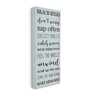 Stupell Beach Rules Sign Coastal Relaxation List Blue Canvas Wall Art ...