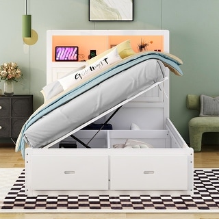 Full Size Side Tilt Storage Bed Platform Bed with Hydraulic Storage ...