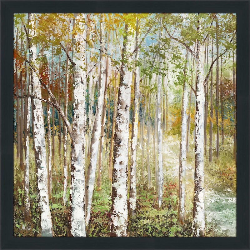 "Warm Spice Birch Path" by Nan Print on Acrylic - Overstock - 37125806