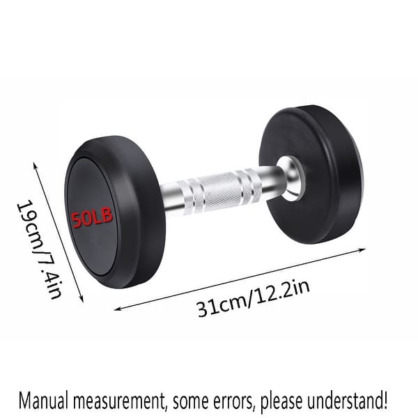 50LB Dumbbells In The Round Rubber For Strength Training Weight Loss ...