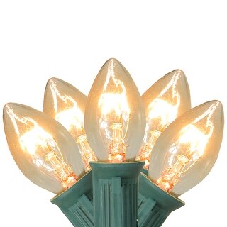 25-Count Clear C7 Twinkle Christmas Light 24ft Green Wire - 24' - Bed ...