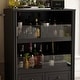 Black Buffet with a Two - layer Semi - Open Structure Kitchen Cabinet ...