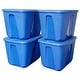 Homz 18 Gallon Standard Plastic Storage Container with Secure Lid, Blue ...