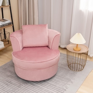 360° Swivel Single Sofa Chair, Home Leisure Polyester Fabric Couch with ...