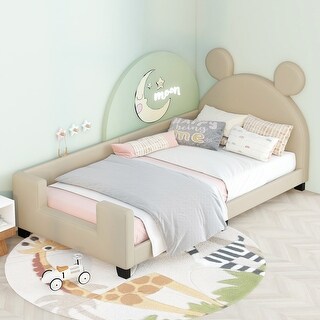 Twin PU Leather Upholstered Daybed with Mickey Mouse Ears Headboard ...