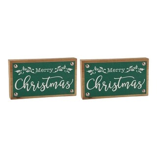 Set of 2 "Merry Christmas" Rectangular Wall Signs 7" - Bed Bath ...