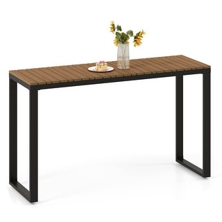Costway Outdoor Console Table with Metal Frame Foot Pads Buffet Bar ...