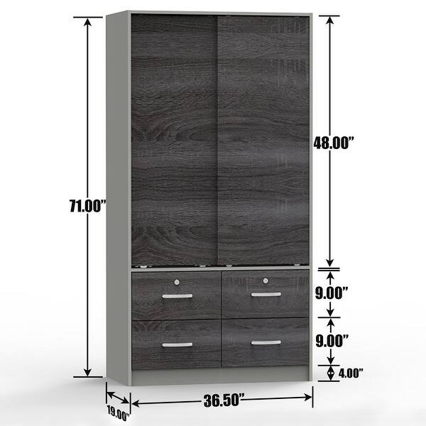 Sarah Modern Wood Double Sliding Door Armoire - N/A - Bed Bath & Beyond ...