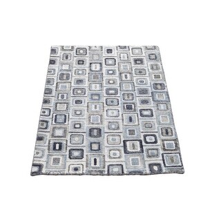 Shahbanu Rugs Silk with Textured Wool Square Design Hand Knotted ...