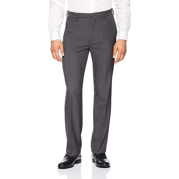 Shop Franklin Tailored Mens Gray Size 34X32 Dress Pants Flat Front ...