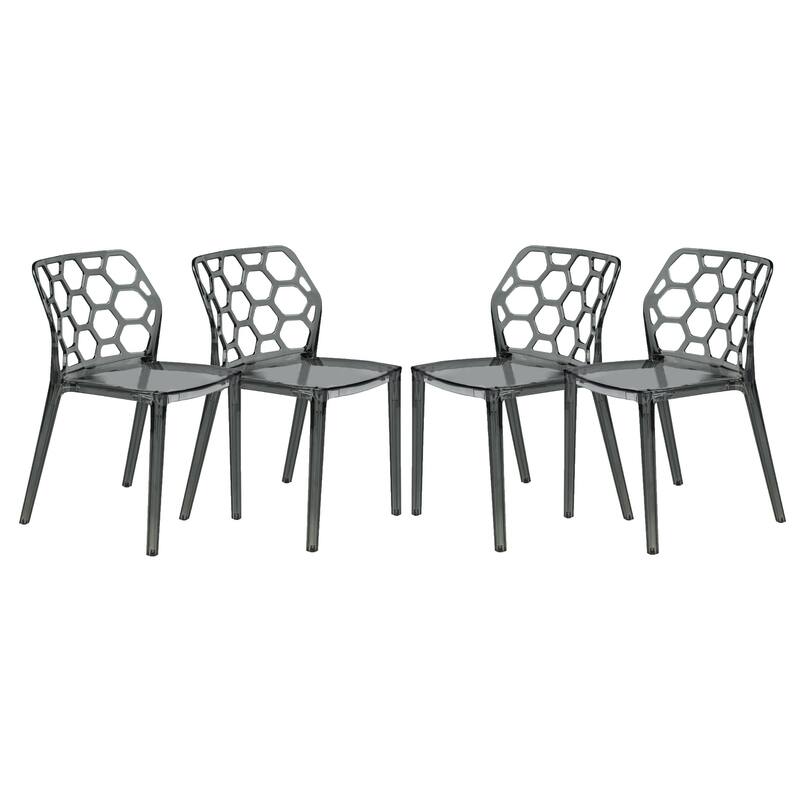 Dynamic Honeycomb Plastic Stackable Dining Side Chair Set of 4 by ...