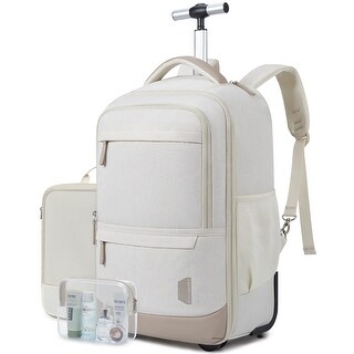 Rolling Backpack, Water-Resistant Travel Laptop Backpacks with Wheels ...