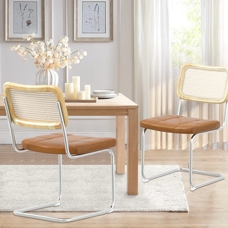 Dining Chairs Set of 2, Mid Century Modern Kitchen Chairs with Rattan ...