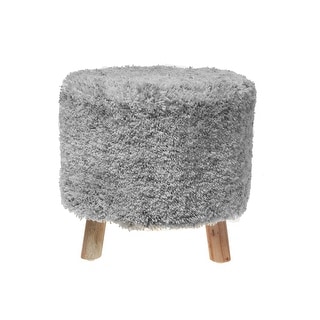 Handwoven Pouf Wooden Stand Light Grey - Bed Bath & Beyond - 40153299