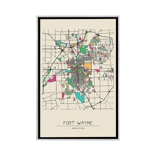 iCanvas "Fort Wayne, Indiana Map" by Ayse Deniz Akerman Framed - Bed ...