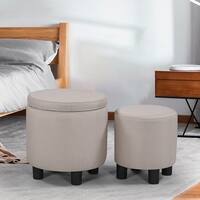 Tufted Large Round Storage Ottoman Beige/ Grey/ Blue - On Sale - Bed ...