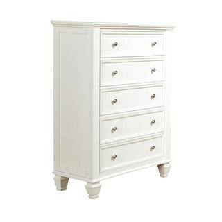 Lila 53 Inch Tall Dresser Chest, 5 Drawers with Raised Panels, White ...