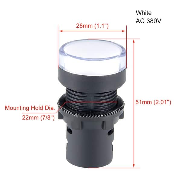 Indicator Lights AC 380V, Flush Panel Mount 7/8" 22mm, 5Pcs - Bed Bath ...