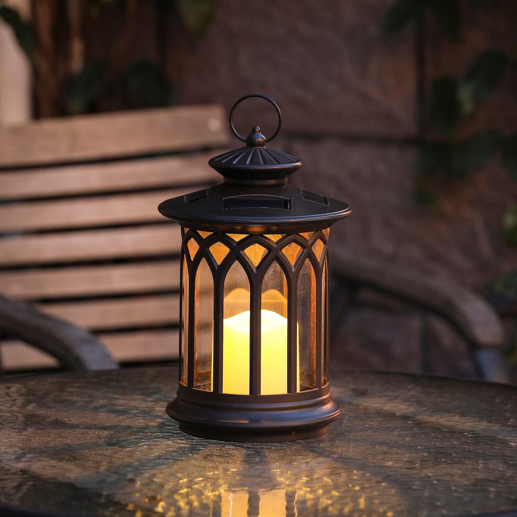 Brown Plastic Solar Candle Lantern - Overstock - 15093520