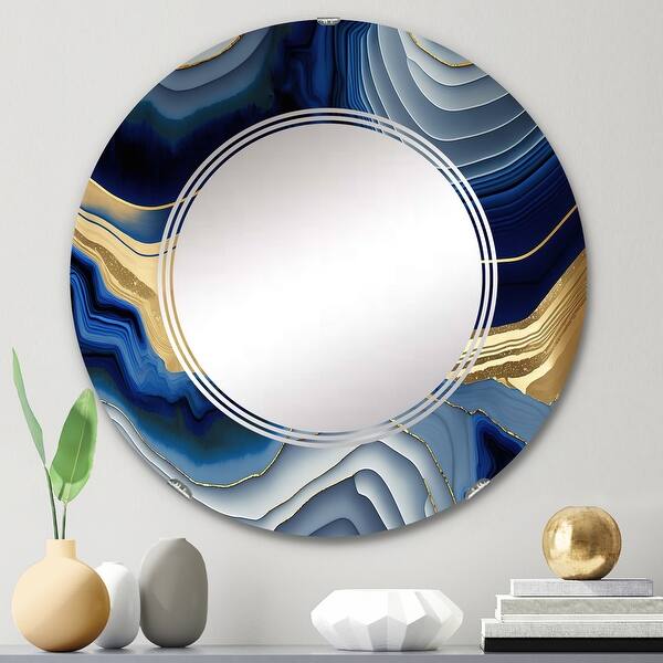 Designart 'Vibrant Blue And Gold Flow Art I' Printed Transitional Wall ...