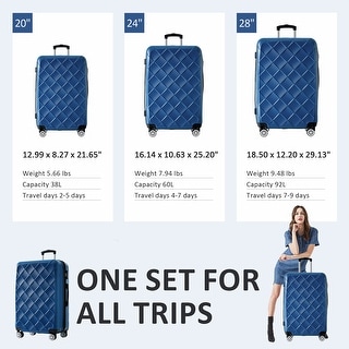 Lightweight Expandable Suitcase Travel Luggage Storage Trunks, Blue ...