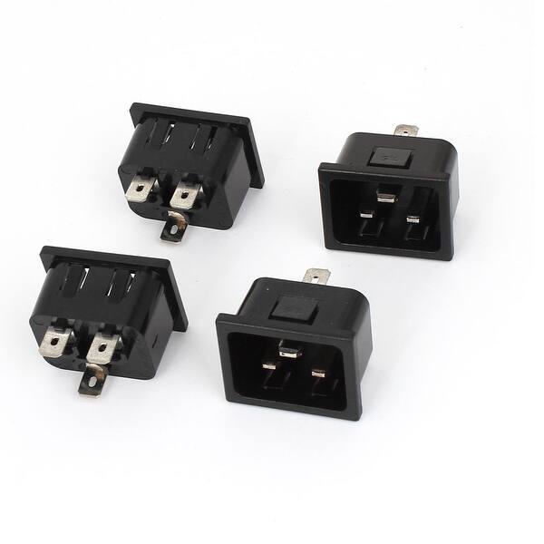 4 Pcs C20 Male Plug 3P Panel Mounting AC Power Socket Adapter 250V 16A ...
