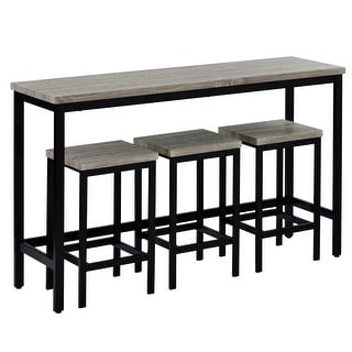 Counter Height Extra Long Dining Table Set with 3 Stools Pub Kitchen ...