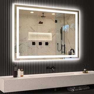 LED Bathroom Mirror with Lights 48x32, Lighted Vanity Mirror Wall ...