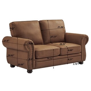 Loveseat Faux Leather Chesterfield Sofa Couch for Livingroom Silver ...