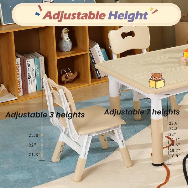 Kids Table Chiar Set, Height Adjustable Toddler Table & Chair Set for ...