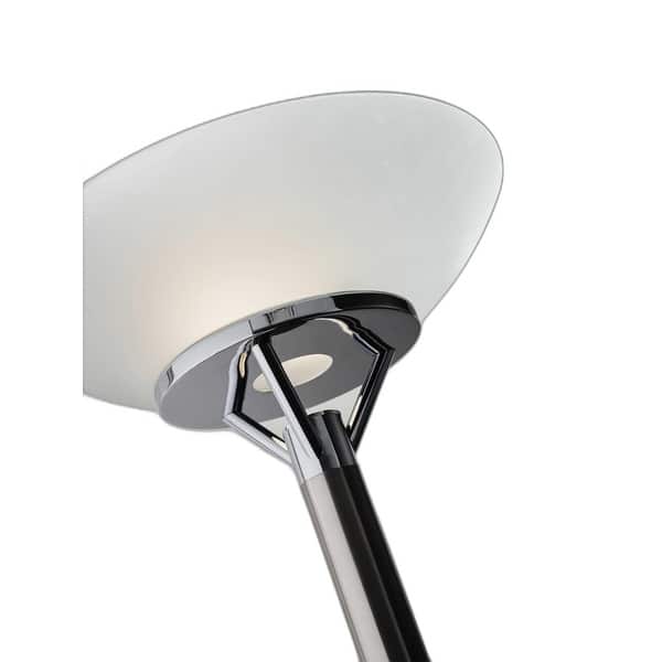 Frosted Glass Shade Uplighting Torchiere in Brushed Steel - Bed Bath ...