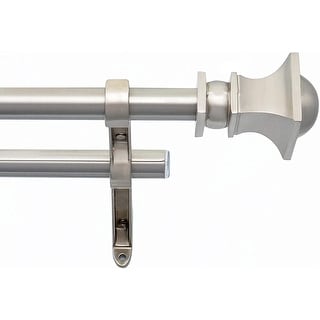 3/4 Inch Adjustable Silver Double Curtain Rod for Windows & Doors with ...