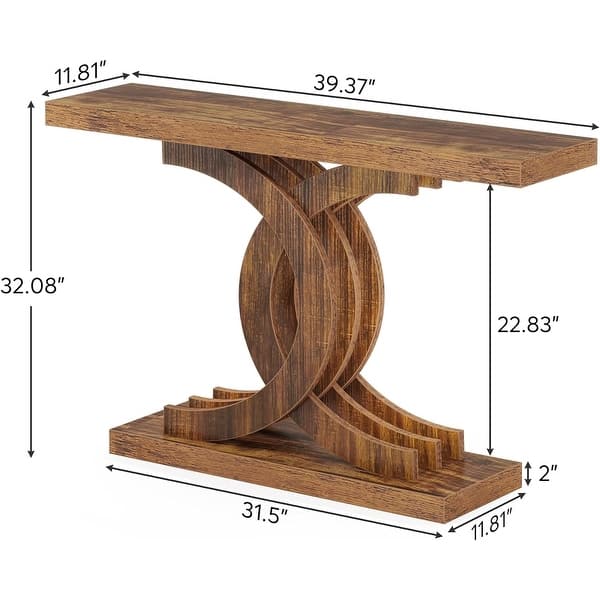 Farmhouse Wood Console Tables with Geometric Base for Entryway - Bed ...